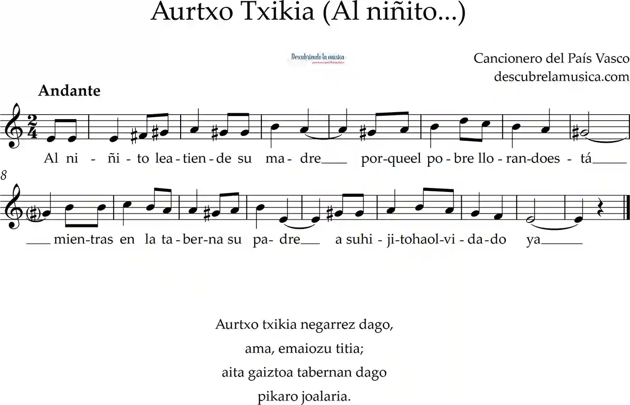 Al niñito. Canción Tradicional Vasca para flauta dulce