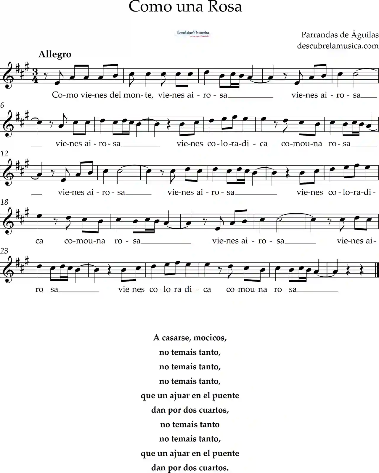 Como Una Rosa. Parrandas de Águilas para flauta dulce